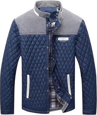 Generic Vestes chaudes pour homme - Veste matelass&eacute;e &eacute;paisse et coupe-vent - Style punk - Style d&eacute;contract&eacute; - Style &eacute;cossais r&eacute;versible, bleu marine, XXL