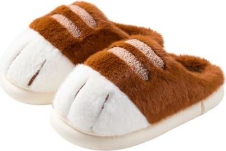 Generic Chaussons Femme Mignonnes Patte De Chat Chauds Chaussons Plush Hiver, Confortable Design Patte danimal Doux Pelucheux Slip-on Anti-D&eacute;rapant Int&eacute;rieur 