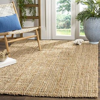 Safavieh Naturfaser Teppich für Wohnzimmer, Esszimmer, Schlafzimmer - Natural Fiber Collection, Kurzer Flor, Natürlich, 91 X 152 cm