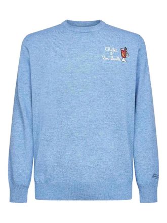 MC2 Saint Barth pull &agrave; broderies - Bleu