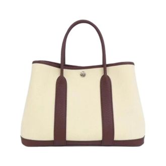 Herm&egrave;s Pre-owned Garden Party30 Toile Chevron Country Tote Bag - - Pre-owned - Damen - Beige - ONE SIZE