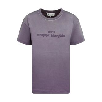 Maison Margiela Femme, Tops, Violet, Taille: 38 FR Embroidered Logo T-Shirt