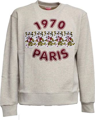 Kenzo Homme, Sweatshirts et sweats &agrave; capuche, Gris, Taille: M SweaT-shirt brod&eacute; Wild Tiger