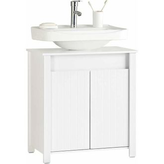 SoBuy BZR101-W Meuble sous Lavabo de Salle de Bain, Meuble sous &Eacute;vier, Meuble de Rangement Salle de Bain, Meuble &Eacute;vier de Cuisine avec 2 Portes, Blanc