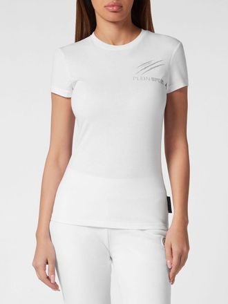 Plein Sport T-shirt slim en coton avec logo paillet&eacute; contrastant