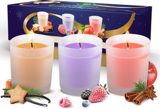 Air Wick Wohlf&uuml;hl-Duftkerze Geschenkset - winterliche D&uuml;fte mit &auml;therischen &Ouml;len - 3 x Duftkerzen im Glas in sch&ouml;ner Geschenkbox