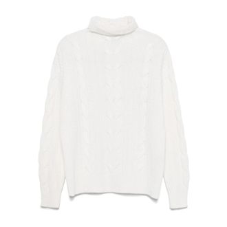 Lorena Antoniazzi Cremefarbener Zopfmuster Rollkragenpullover - - Knitwear - Damen - Wei&szlig; - L