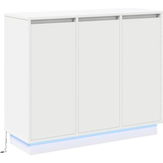 vidaXL Sideboard mit LED in Wei&szlig;, 90x32x75 cm, aus Holzwerkstoff vidaXL663241