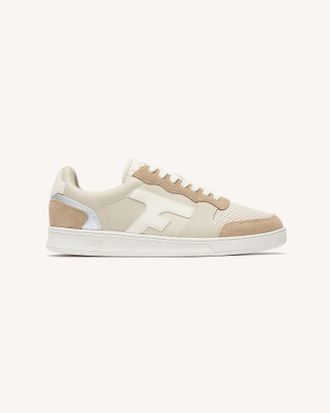 Faguo Baskets cr&egrave;me et argent&eacute; cuir