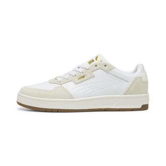 Puma Unisex Adults Court Classic LUX SD Sneaker, PUMA White-Alpine Snow-PUMA Gold, 43 EU