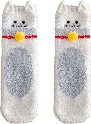Generic Chaussettes Femme Chaussettes Chaudes Femme Chaussettes Thermiques Femme De Classique Hiver Motif Chat Mi-Mollet En Polaire &Eacute;paissie Id&eacute;ales Pour Dorm