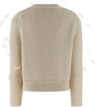 Jil Sander Feather-Appliqu&eacute; Alpaca-Wool Sweater - cream