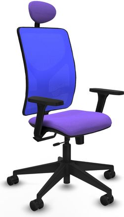 Piqueras y Crespo Sicherheitsstuhl mit 3D-Armen, h&ouml;henverstellbarer Lendenwirbelst&uuml;tze und festem Kopfteil, ausgestattet mit Syncro/Traslack und Schneideschaum, Blau/Li