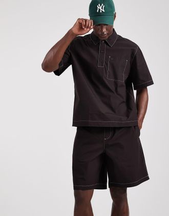 Lacoste Freizeitshorts in Braun, Kombiteil