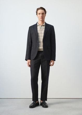 Mango Jupe m&eacute;lange de lin &agrave; rayures beige - Homme - XXL - MANGO MAN