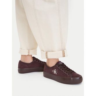 Calvin Klein Sneakers aus Stoff Calvin Klein Vulc Flatf Laceup Suede HW0HW03088 Dunkelrot