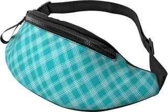 Generic Imprim&eacute; &Agrave; Carreaux Turquoise Et Blanc Sac Banane Polyvalent Sac &Agrave; Bandouli&egrave;re L&eacute;ger Fanny Pack Pour Travail Jogging Sorties 14X35Cm