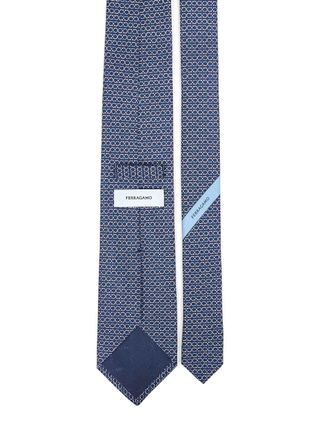Ferragamo Mens Tie Zelig Marine Blue Silk Ties & Bow