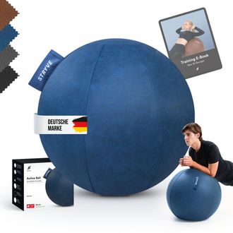 Stryve Active Ball Royal Blue 70cm - Design Award GEWINNER - Kunstleder-Gymnastikball f&uuml;r Fitness, Yoga, Pilates - Ergonomischer Sitzball f&uuml;rs B&uuml;ro, inkl. Lu
