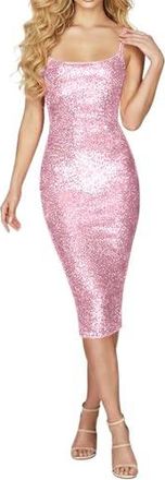 Generic 2026 Robes minceur et Shine Slim Fit Midi Robe de soir&eacute;e &eacute;l&eacute;gante sans manches &agrave; paillettes pour, dor&eacute;, XXL