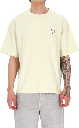 Maison Kitsun&eacute; Homme, Tops, Jaune, Taille: L T-shirt ample avec Renard Ton sur Ton