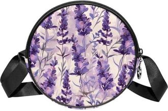 Generic Sac &agrave; bandouli&egrave;re rond rond pour femme, lavande - Esth&eacute;tique - Petit sac &agrave; bandouli&egrave;re avec fermeture &eacute;clair - Bretelles r&eacute;glables - Style d&eacute;contract&eacute;