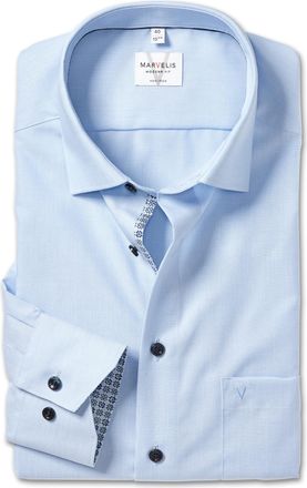 Marvelis Herren Oberhemd Langarm Lis Non-Iron M.F.,Einfarbig,New Kent,Rauchblau 13,46