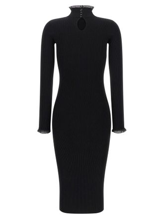 Elisabetta Franchi Ribbed Knit Midi Dress - Black