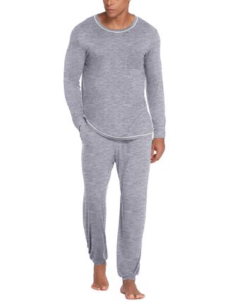 Ekouaer Herren Schlafanzug Lang Pyjamas Nachtw&auml;sche Zweiteiliger Schlafanz&uuml;ge f&uuml;r M&auml;nner Hellgrau XXL