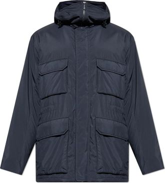 Emporio Armani Homme, Vestes, Bleu, Taille: 2XL Veste isolée avec capuche