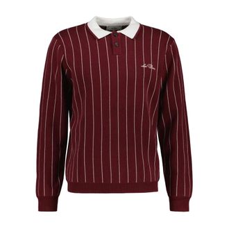 Les Deux Signature Gestricktes LS Polo - - Knitwear - Herren - Rot - XL