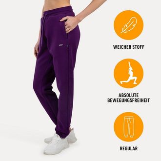 Smilodox Jogginghose Laurena, Regular Fit Sweathose mit Kordelzug am Bund, Metallabel angenehmes Material B&uuml;ndchen an Beinabschl&uuml;ssen Sport Alltag Fitness