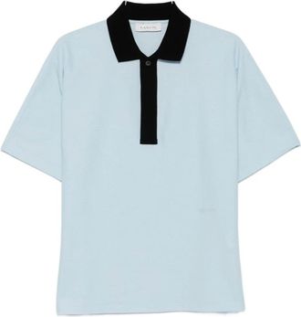 Lanvin Homme, Tops, Bleu, Taille: XL Polo &agrave; Manches Courtes et Col Contrast&eacute;