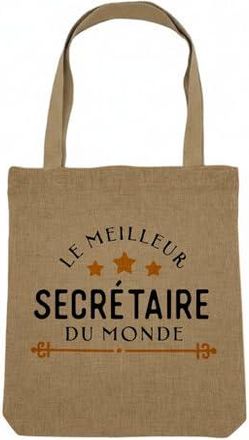 Fabulous Sac Shopping Tote Bag Aspect Lin - Le Meilleur Secr&eacute;taire du Monde Collegue Entreprise Retraite - Sac de Courses Toile Epaisse 360g Beige Naturel Caba