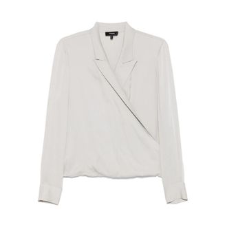 Theory Tiefes V-Ausschnitt Langarmshirt - - Blouses & Shirts - Damen - Grau - S