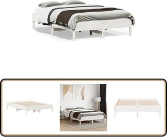 vidaXL Massivholzbett ohne Matratze Wei&szlig; 120x190 cm Kiefernholz - Holzbett - Kiefernholzbett - Doppelbett - Wei&szlig;es Bett - Boxspringbetten