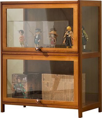 Generic Stand Vitrine, Display Cabinet mit Acryltüren, Klapptürdesign, Durchsichtige Vitrine, for Spielzimmer(Brown,60cm/24in)