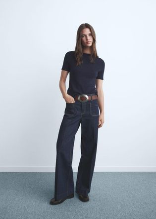 Mango Wide-Leg-Jeans mit Taschen blau - Damen - 32 - MANGO