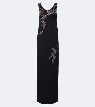 Dries Van Noten Robe longue &agrave; appliqu&eacute;s et ornements