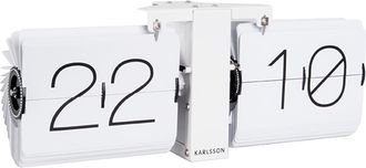 Karlsson Flip Clock No Case - Weiß - 36x8,5x14cm - Rechteck - Stahl - Wanduhr Modern Wohnzimmer - Wanduhren