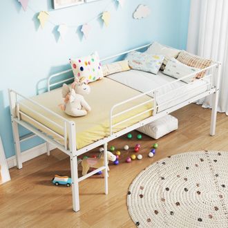 Giantex Kinderbett 198,5 x 96 cm, Hochbett Rausfallschutz & beidseitige Leiter, Jugendbett mit Lattenrost & gro&szlig;er Spiel-/Stauraum unter dem Bett, Bett f&uuml;r Ju