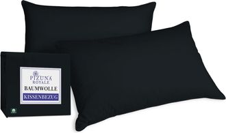 Pizuna Luxuri&ouml;s Kissenbezug 40x80 cm 2er Set Baumwolle Schwarz, 1000 Fadenzahl aus 100% langstapeliger Baumwolle in Satinbindung Nur Kissenbezug (Hotel Kisse