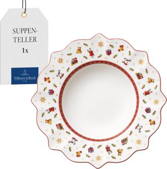 Villeroy & Boch Toys Delight Suppenteller, 26 cm, Premium Porzellan, Weiß/Rot