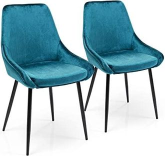 Kare Design Design Stuhl East Side 2er Set Petrol, Polsterstuhl, Esszimmerstuhl, Samptoptik, pflegeleichter Stoff, gemütlicher Stuhl, für Ess-, Wohn- oder Arbeits