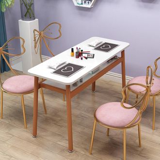 Generic Manicure Table Station Professional Modern Art Nail Tech Work, Beauty Salon Spa Wooden Nail Makeup Desk Dressing with Open Shelf, Nail and Chair Combi