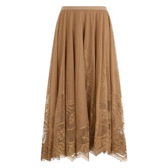 Fabiana Filippi Nat&uuml;rlicher Blumen-Spitzen-Midirock - - Skirts - Damen - Beige - XS