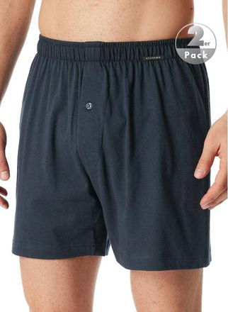 Schiesser Herren Boxershorts blau Reine Baumwolle unifarben