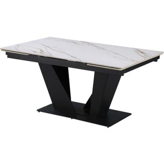 Habitat et Jardin Table à manger extensible en céramique - 160/240 cm - 6 à 10 personnes Nova - Blanc marbré gold