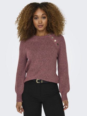 Only Rundhalspullover ONLEMMA LS BUTTON ONECK EX KNT Kunstfaser, regular fit