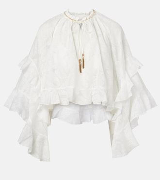 Zimmermann Blouse Daylight en coton m&eacute;lang&eacute;